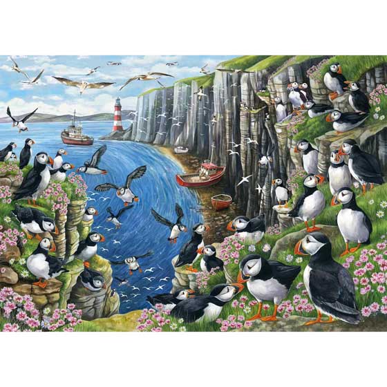 Clifftop View Puffin Jigsaw, 1000-piece - RSPB Shop